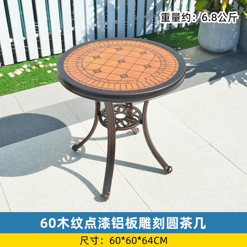 Уличный стол и стулья из литого алюминия, обеденный стол и стулья с мраморной плиткой, кофейный столик для двора, сада, балкона, маленький стол и стулья, трехкомпонентный набор