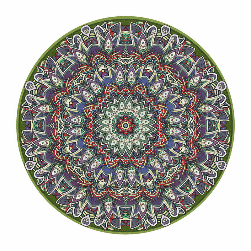 Круглый нескользящий ковер в богемном стиле для гостиной, декоративный коврик из хрустального бархата