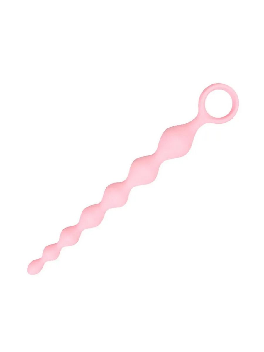 Мягкие анальные бусы, силикон, 6 шариков, с сердечками