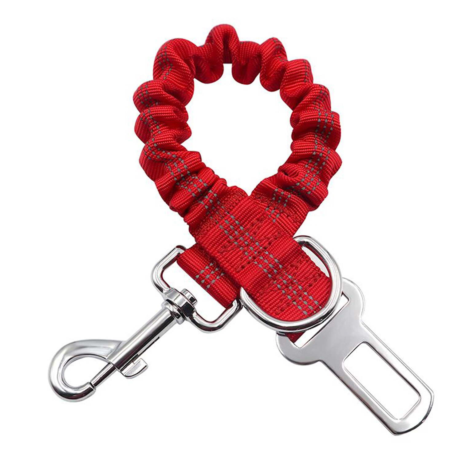 Dog Seat Belt 3-in-1 из нейлона и цинка, рефлективный, с пряжкой для автомобильного ремня, D-кольцом, 360° без запутывания, черный/красный, длина 42-63 см, максимальное натяжение 200 кг, упаковка 20*5*2.5 см, вес 87 г, 1 шт