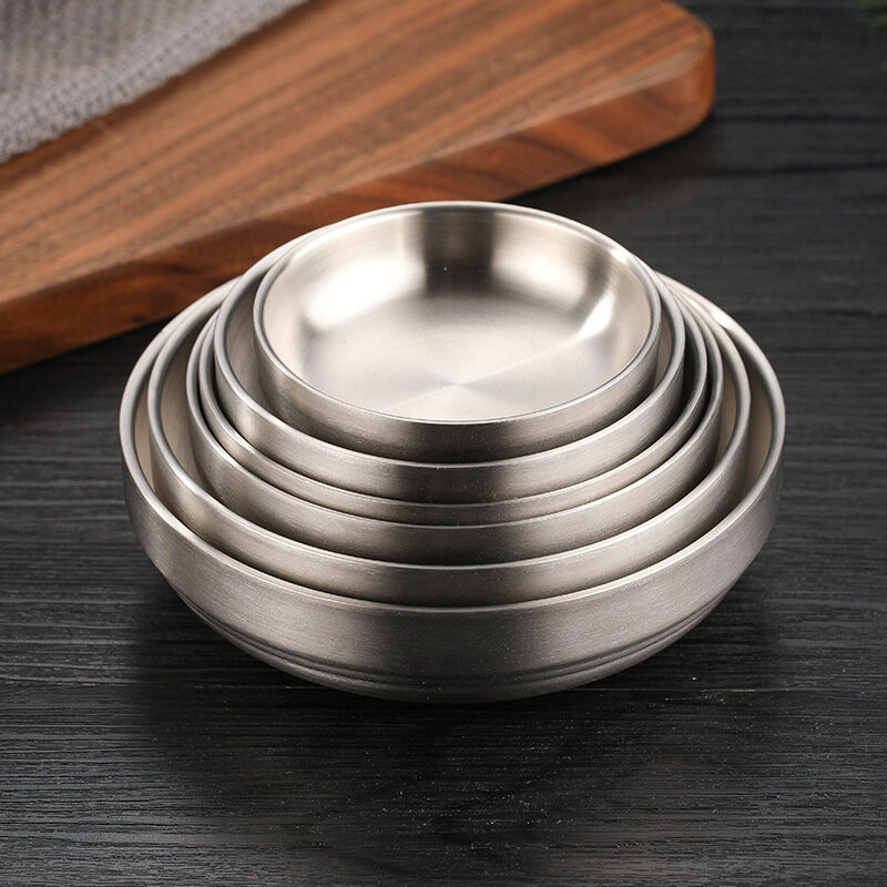 Золотое 304 из нержавеющей стали Двухслойное блюдо Кимчи приправа креативное южнокорейское холодное блюдо рис Корейская