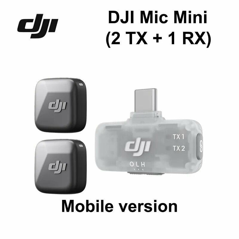 DJI Микрофон для мобильного устройства DJI Mic Mini(2 TX + 1 RX)Mobile version , Высококачественный звук, стабильная передача, активное шумоподавление, две регулируемые передачи, Автоматический ограничитель, взрывозащищенный звук, прозрачный, черный