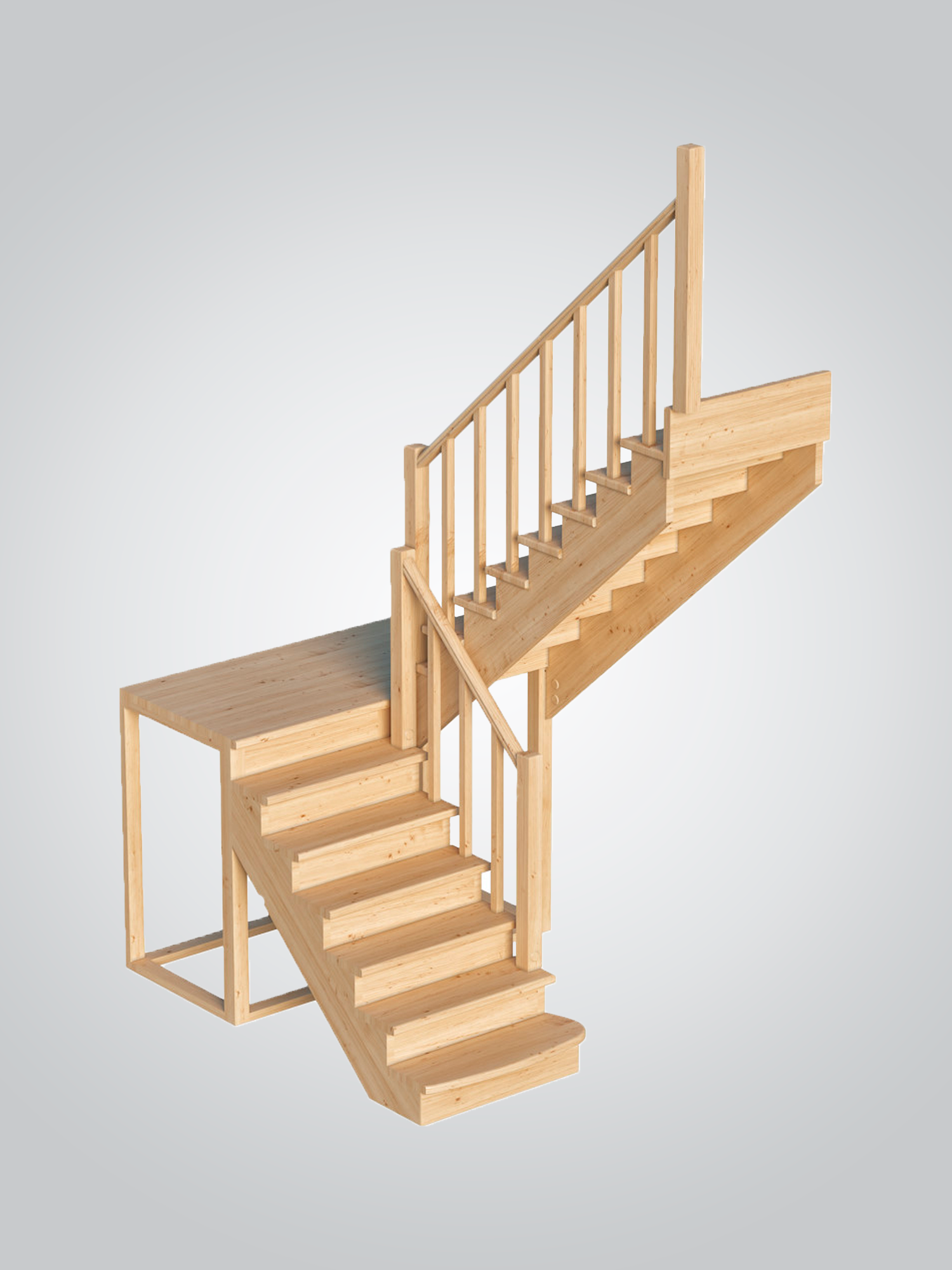 Лестница на второй этаж К-004м/3 Правая с подступенками