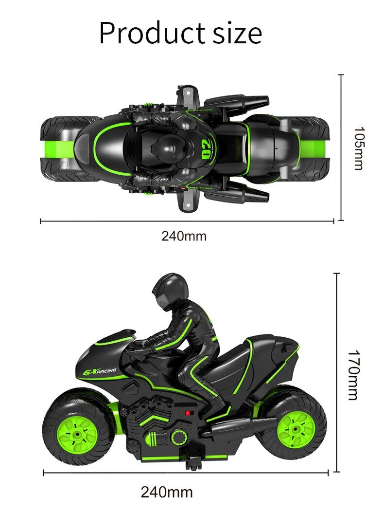 Высокоскоростное дистанционное управление боковой линии каскад мотоцикл каскад автомобиль дрейф детские игрушки гонки (зеленый)