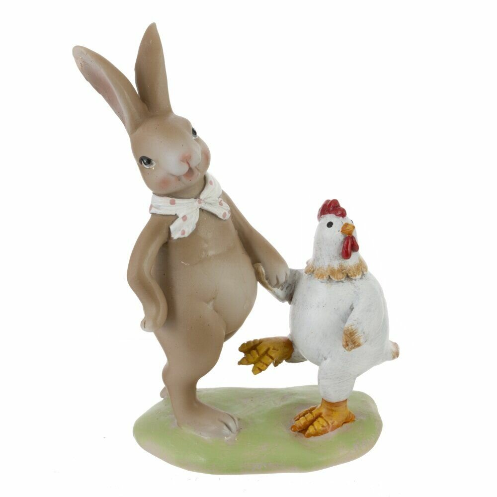 Фигурка пасхальная "Заяц с курицей", 10х6х14 см