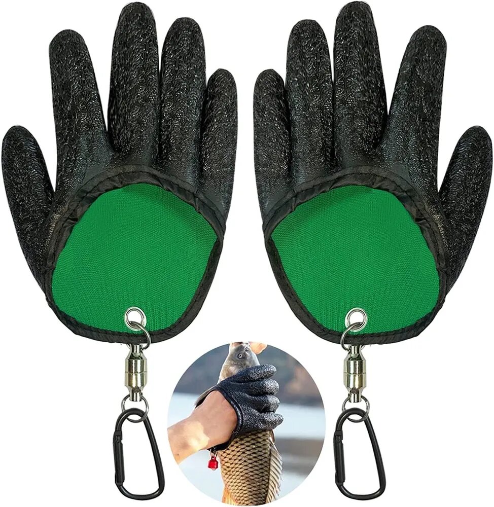 2 Упаковки Водонепроницаемых Рыболовных Перчаток С Защитой От Порезов И Магнитной Застежкой Для Безопасной Ловли Щуки И Сома