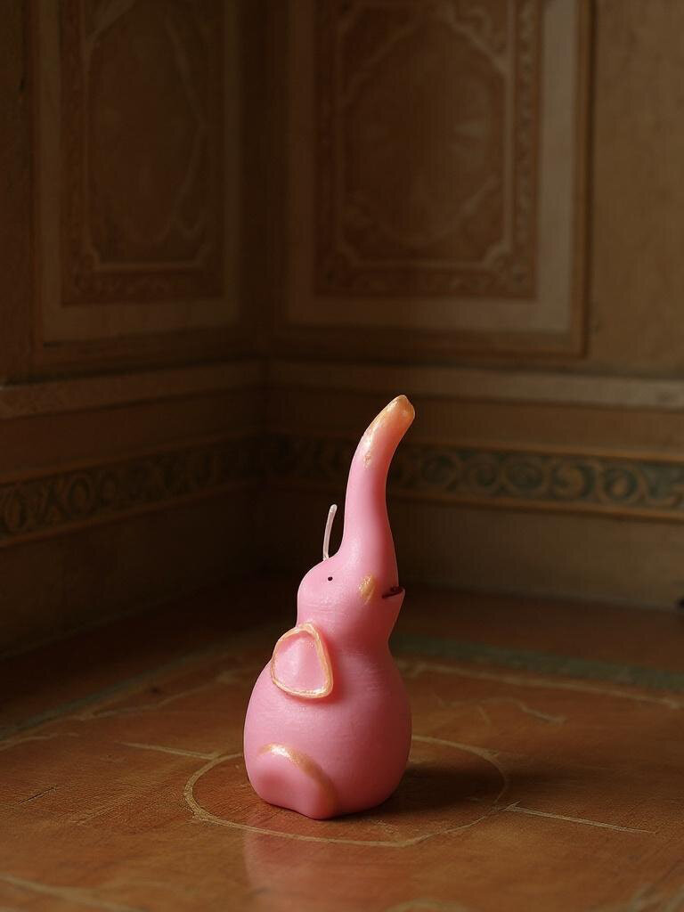 Свеча "Розовый слон" розовая без запаха, натуральный воск, 1шт