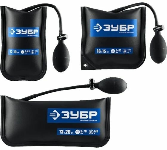 Пневмоподушка ЗУБР набор 3шт универсальный клин, домкрат 170 кг в чехле