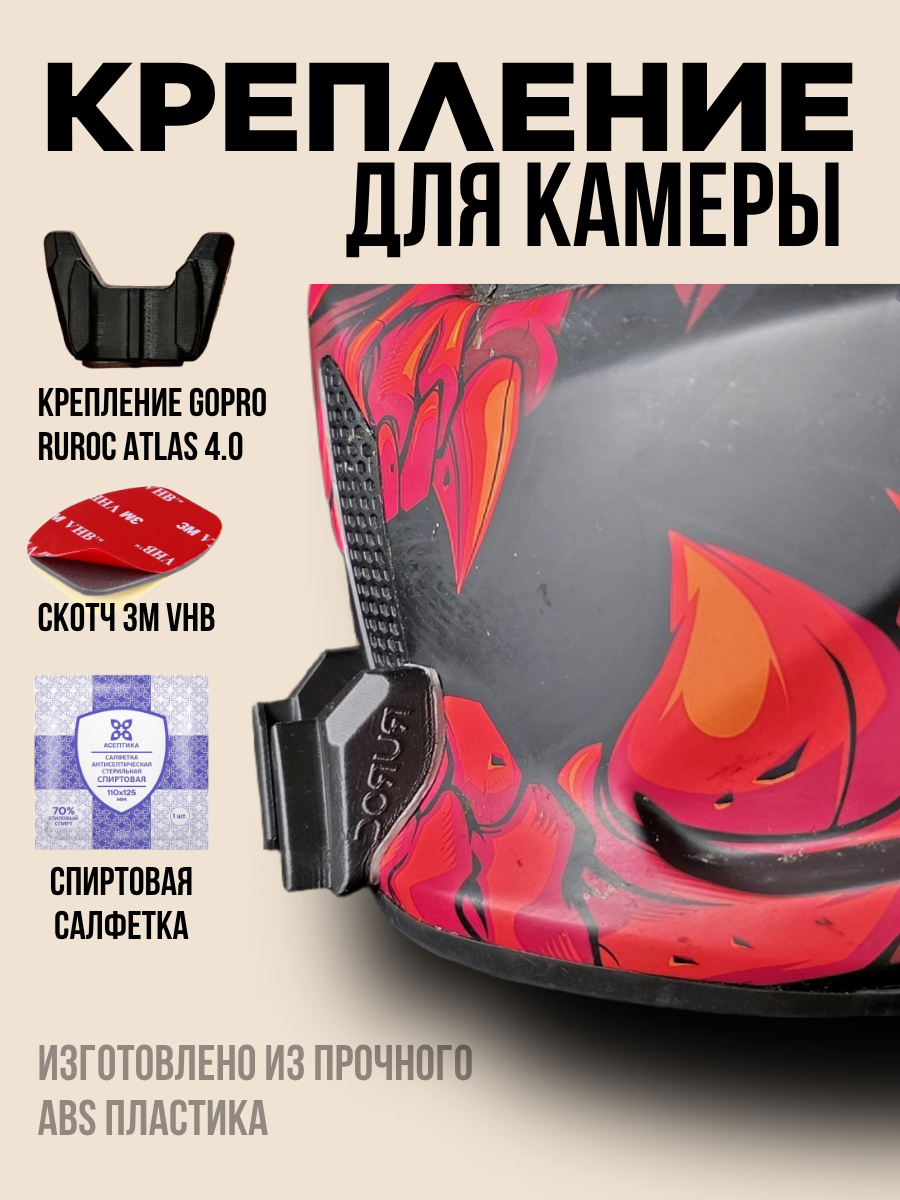 Крепление камеры на мотошлем Ruroc Atlas 4.0 для GoPro DJI Insta360 SJCAM