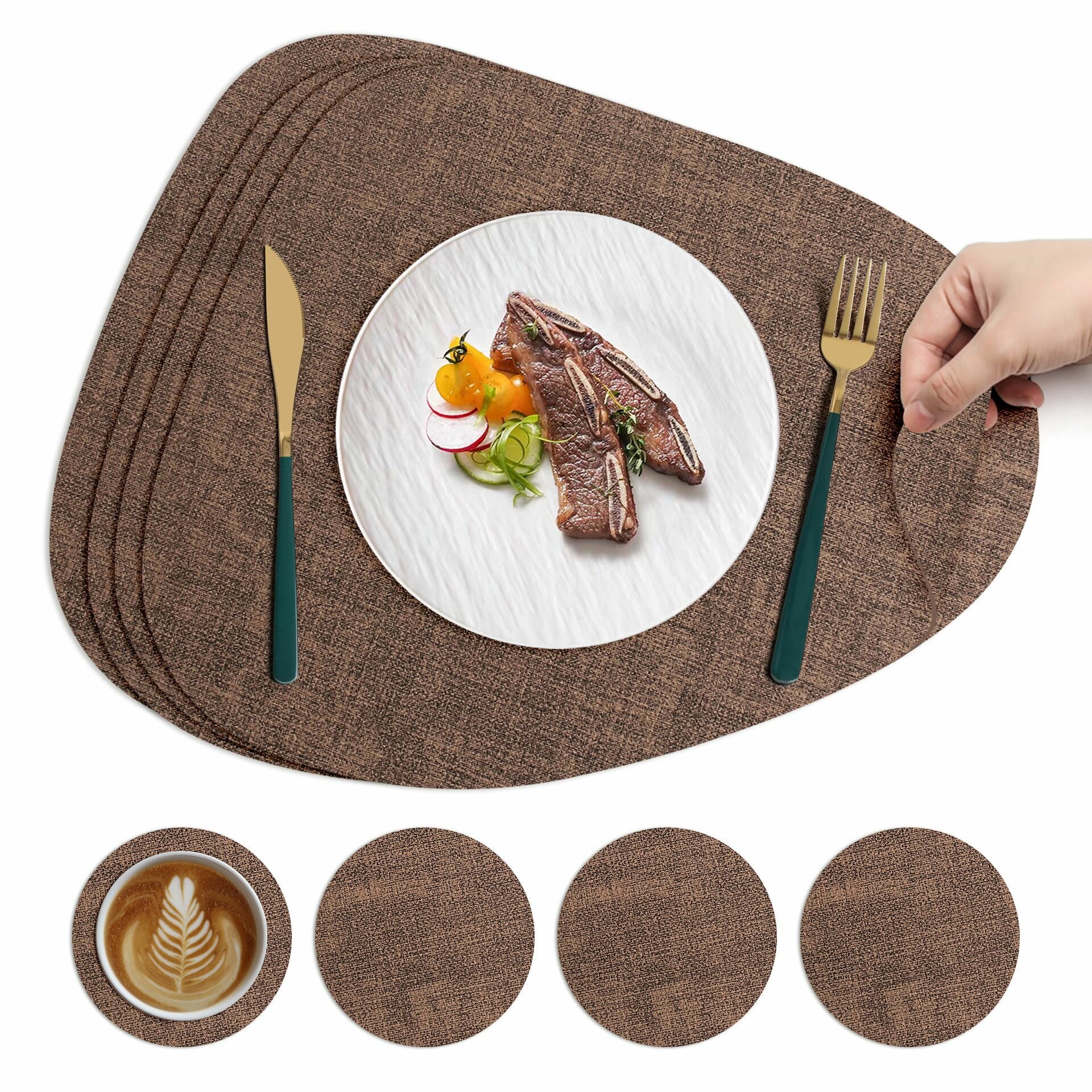 Скандинавский стиль INS Подставка для столовых приборов Кожаная термоизоляционная подложка Антиожоговая подложка Стол для обеда Высококачественная подложка Подставка для миски Подставка для тарелки Подставка для чашки чая