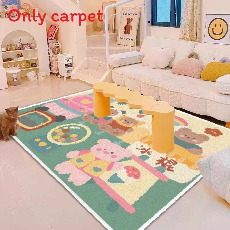 Ковровое покрытие nordic style коротковорсистый плюш с креативными узорами для дома и игровых зон мороженое 40*60 см