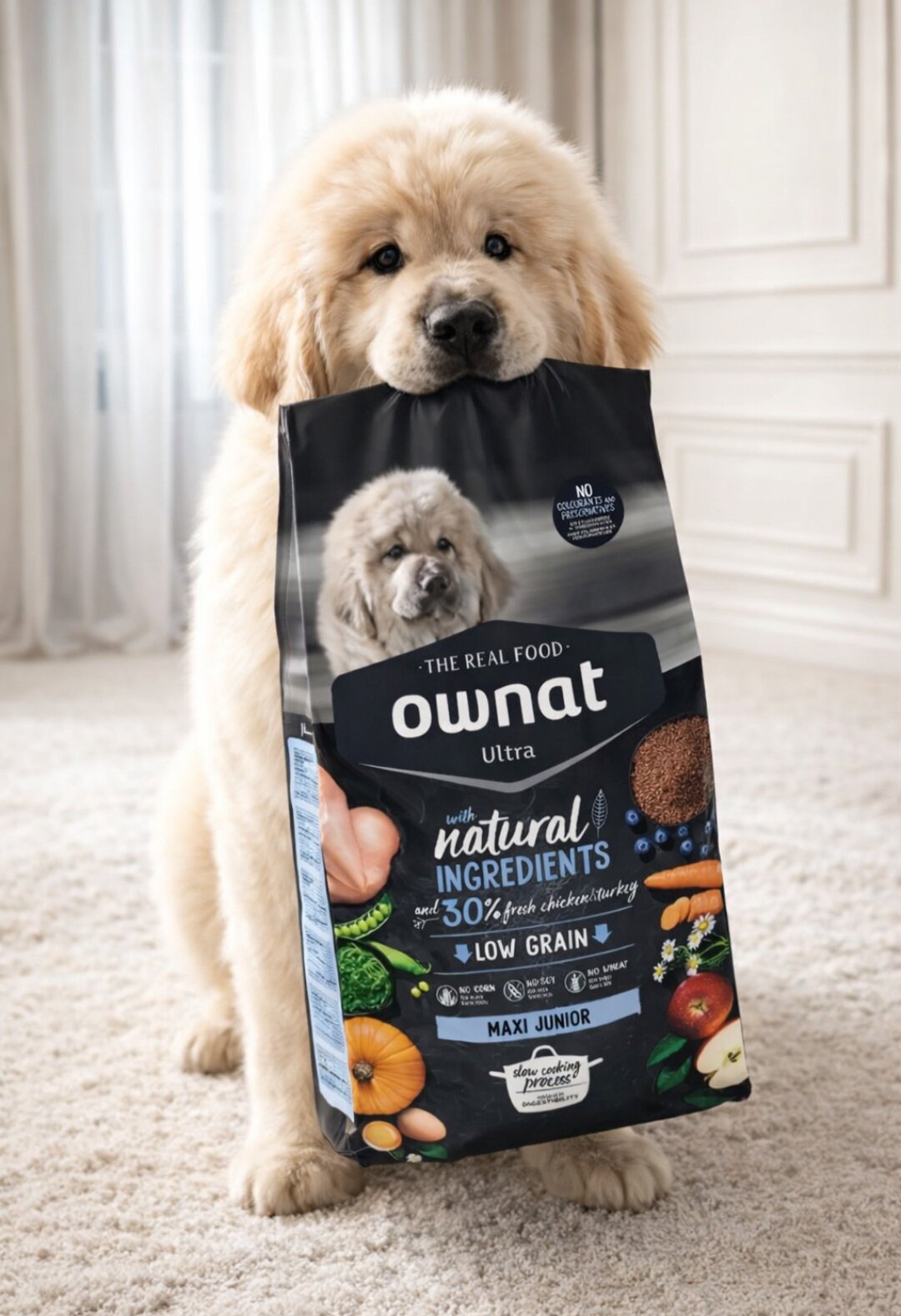 Ownat Maxi Junior Ultra Сухой корм для щенков крупных пород, с курицей и индейкой, 3 кг