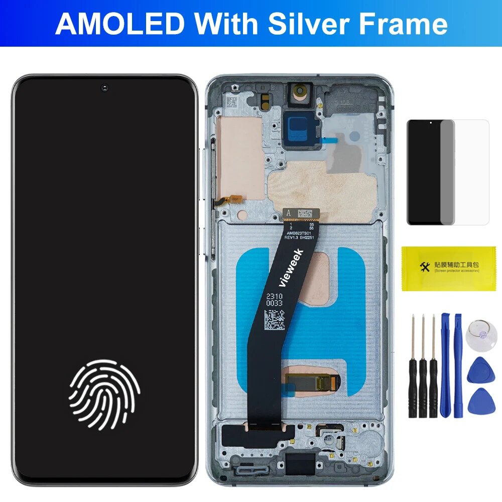 Дисплейный модуль Super AMOLED для Samsung Galaxy S20 (G980F, G980F/DS, G981F, AMOLED Silver Frame