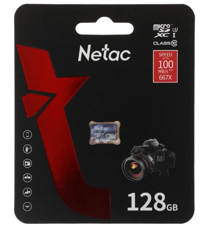 Карта памяти MicroSD 128GB Netac P500 Ultra U1/Class 10 (100 Mb/s) (NT02P500ULT-128G-S)
