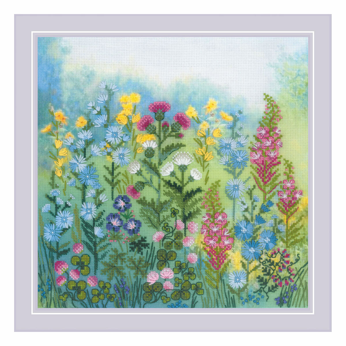Набор для вышивания крестиком Луговые цветы 30х30 см, РТ-0106, Риолис
