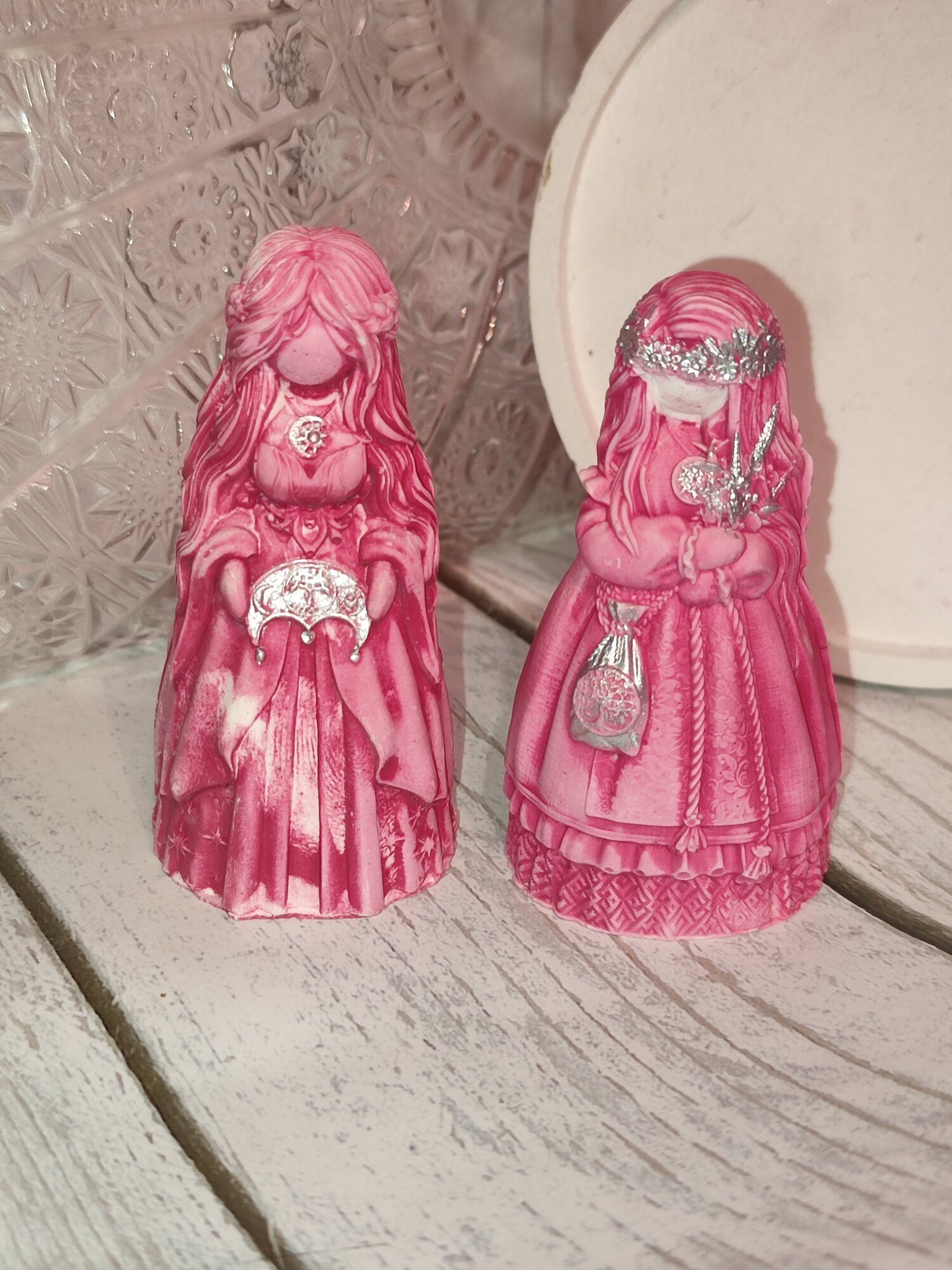 Набор мини-берегинь 2 шт, Лунница - оберег женской энергии, Желанница - оберег для исполнения желаний, статуэтки гипс