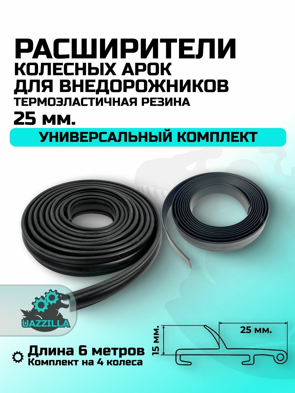 Расширители колесных арок для внедорожников (универсальный комплект) 25 мм.