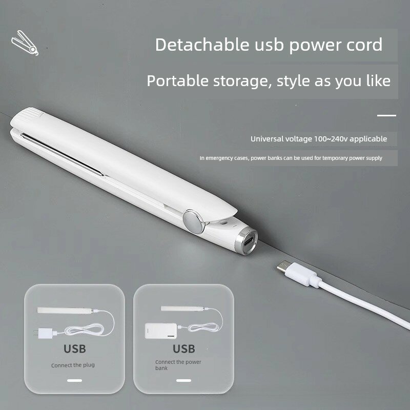 Мини-утюжок с USB-интерфейсом, двойного назначения для выпрямления и завивки, подходит для использования в общежитии,