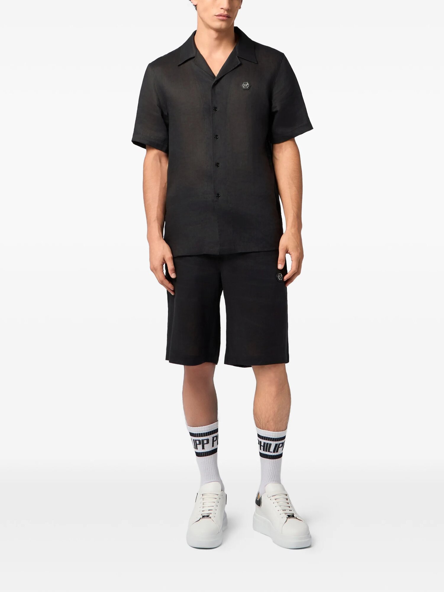 Рубашка PHILIPP PLEIN Black bowling shirt, размер S, black / black — фото 1
