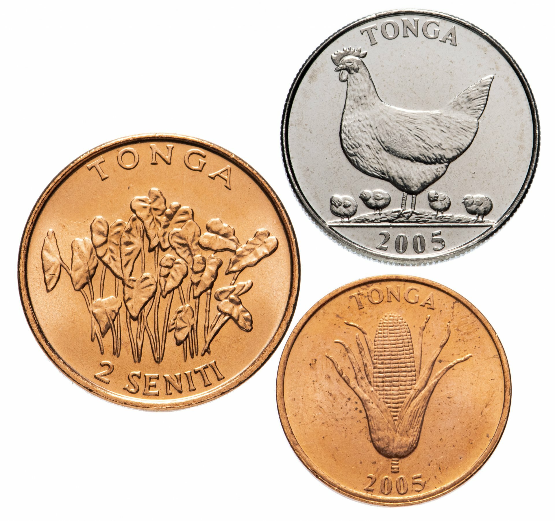 Тонга набор 3 монет 2002 - 2005 ФАО, Мельхиор медь-никель, в сохранности UNC