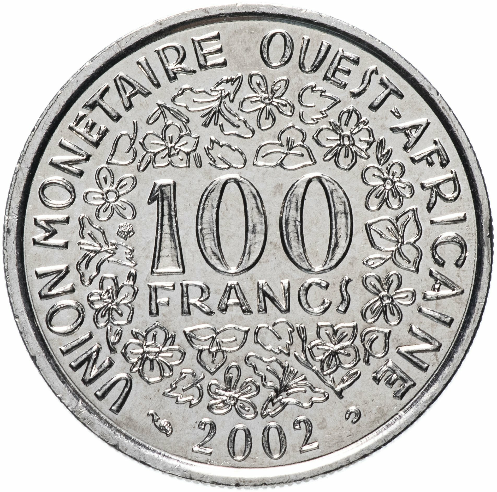 Западная Африка BCEAO 100 франков francs 2002, Никель, в сохранности XF-AU