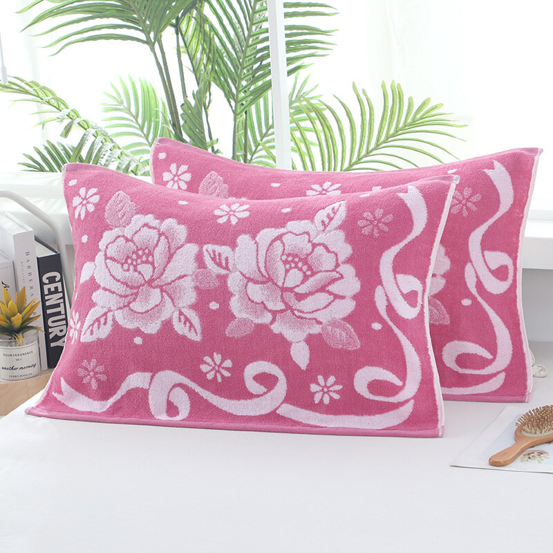 Набор подушек и полотенец из чистого хлопка, утолщенные и увеличенные, для взрослых, свадебные, полностью хлопковые, старинные махровые полотенца для дома, впитывающие пот