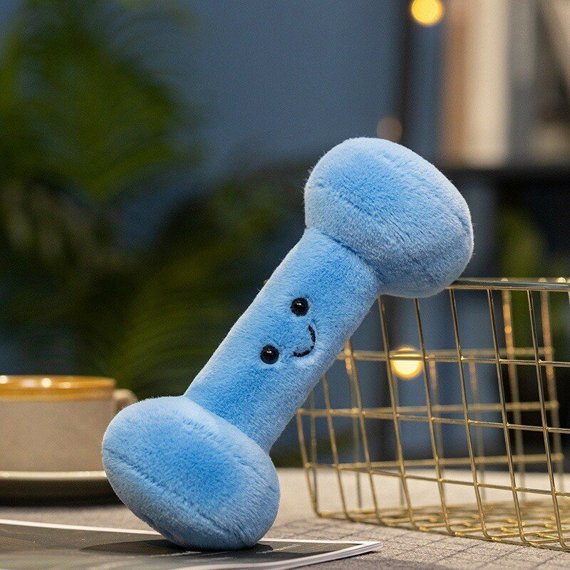 Plush dumbbell и kettlebell мягкие игрушки для декора фитнес комнаты голубой dumbbell