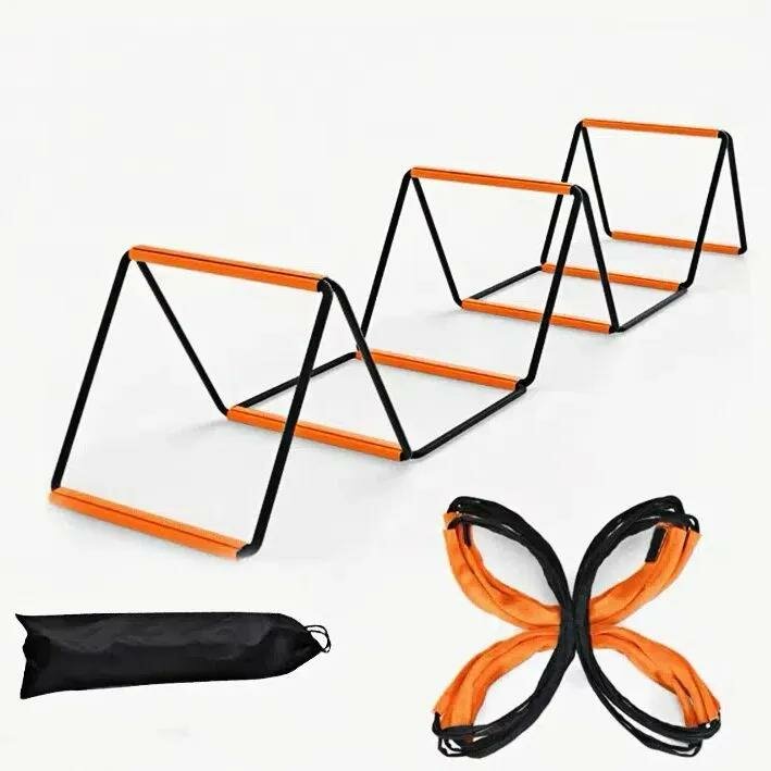 Многофункциональная бабочка лестница для ловкости складывающаяся лестница для прыжков сетка для прыжков препятствие рама оборудование для физической подготовки детей мягкая веревянная лестница черный + оранжевый 8 отсеков длина 3.2 метра размер