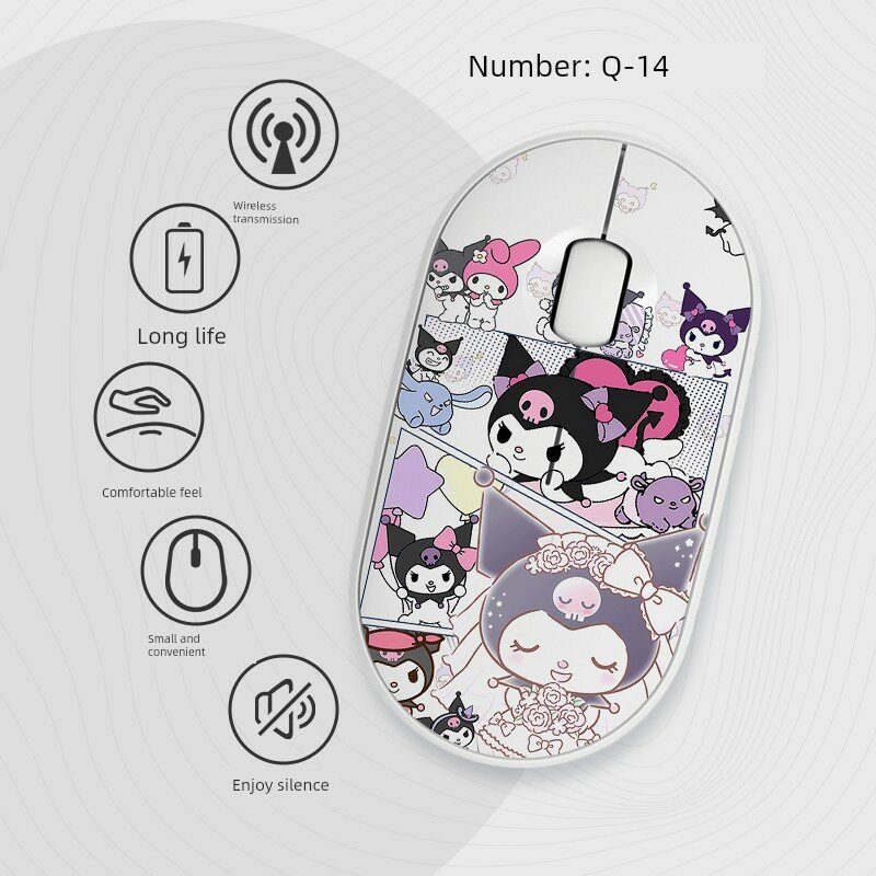 Беспроводная мышь Kuromi с зарядкой, бесшумная Bluetooth, двойной режим, домашний офис, настольная внешняя мышь