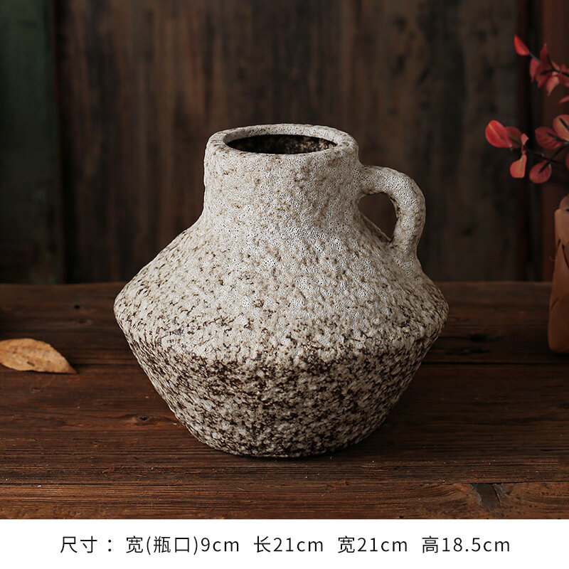 Ретро-вазы в новом китайском стиле, декоративные керамические украшения в деревенском стиле для прихожей, прикроватной тумбочки, тумбы под телевизор, для цветочных композиций, керамическая ваза для дома.