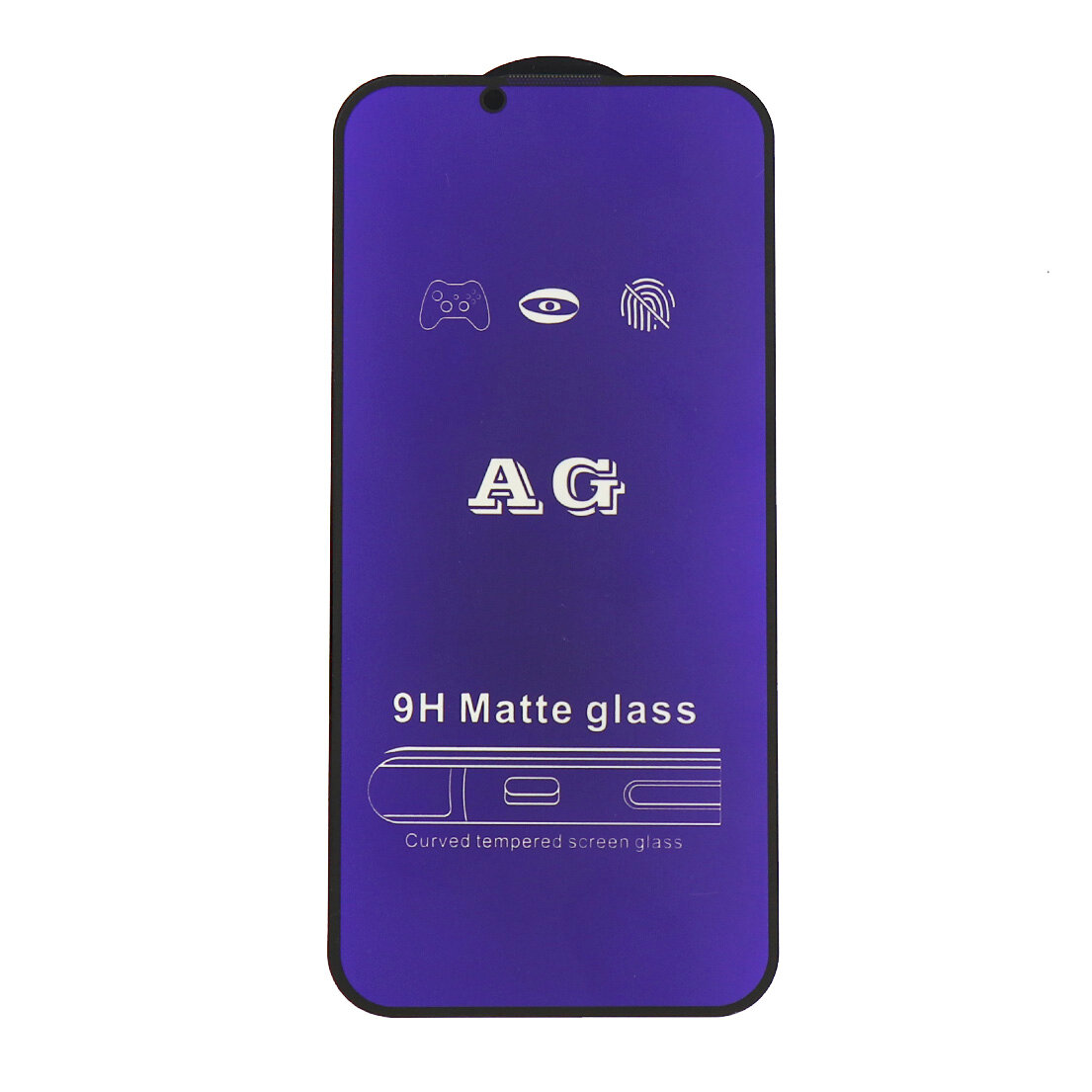 Защитное стекло на iPhone 13/13 Pro/14/16e (6.1), Anti-blue ray матовый, черное, X-CASE