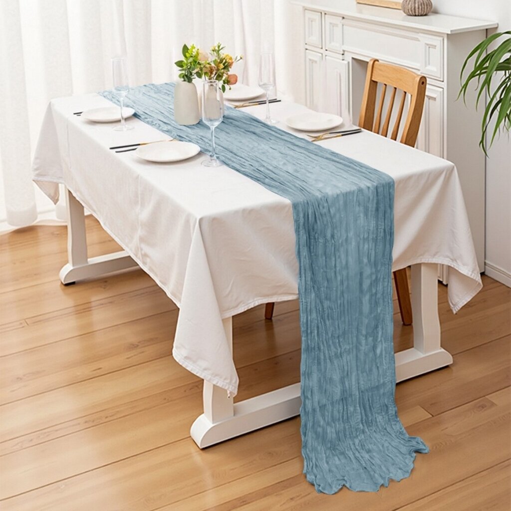 Новый настольный флаг из мятой балийской марли-серо-голубой-80 на 300 см