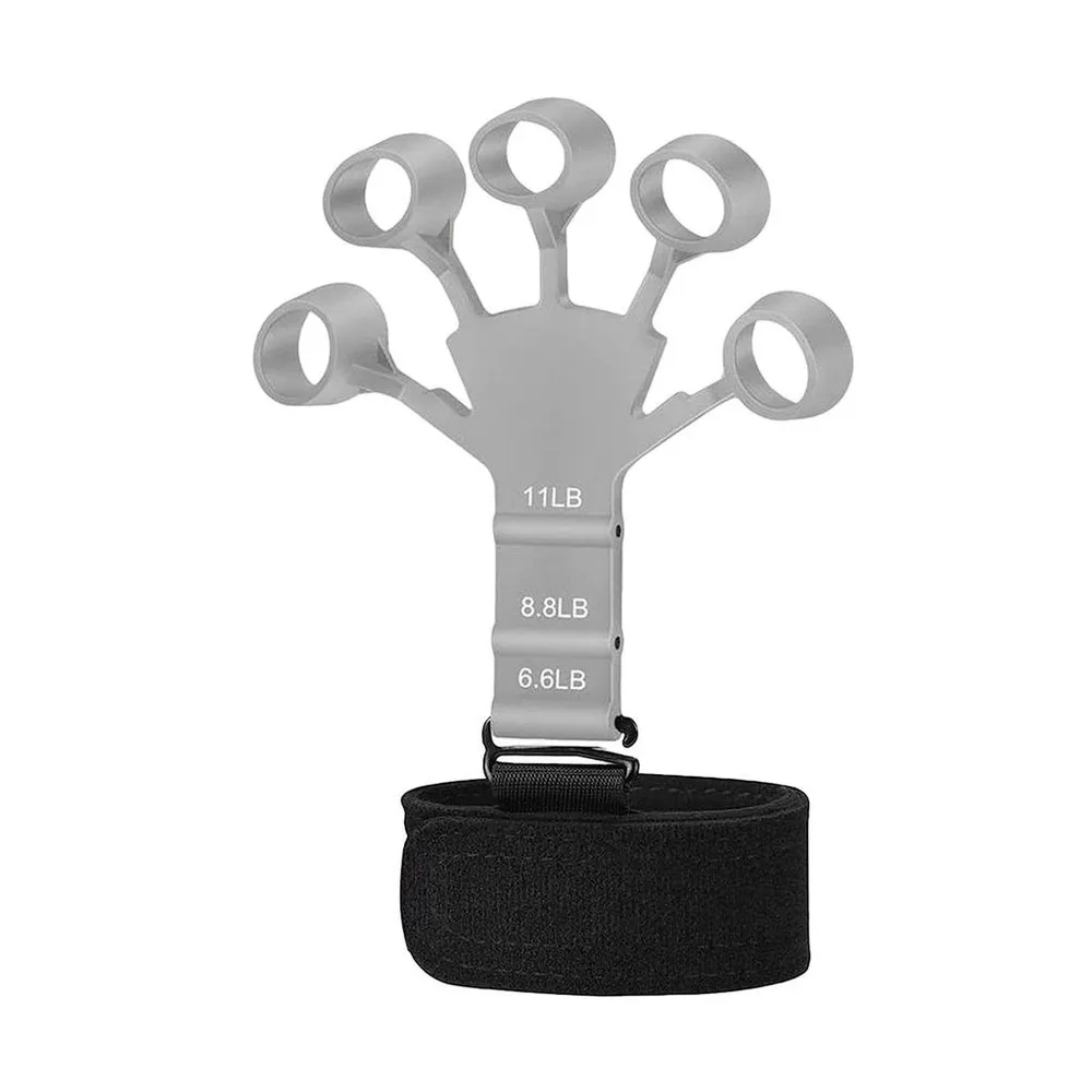 Тренажер для гибкости пальцев, силиконовый резистентный браслет для тренировки силы пальцев, размер 11.5х10.5 см, диаметр отверстий для пальцев 1.8 см, серая, упаковка OPP