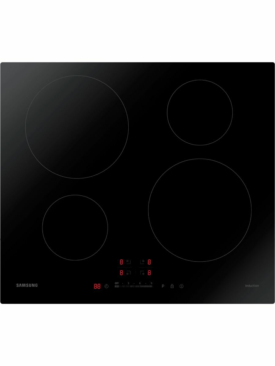 Варочная панель Samsung NZ64H37070K, индукционная, стеклокерамика, 4 конфорки, черная
