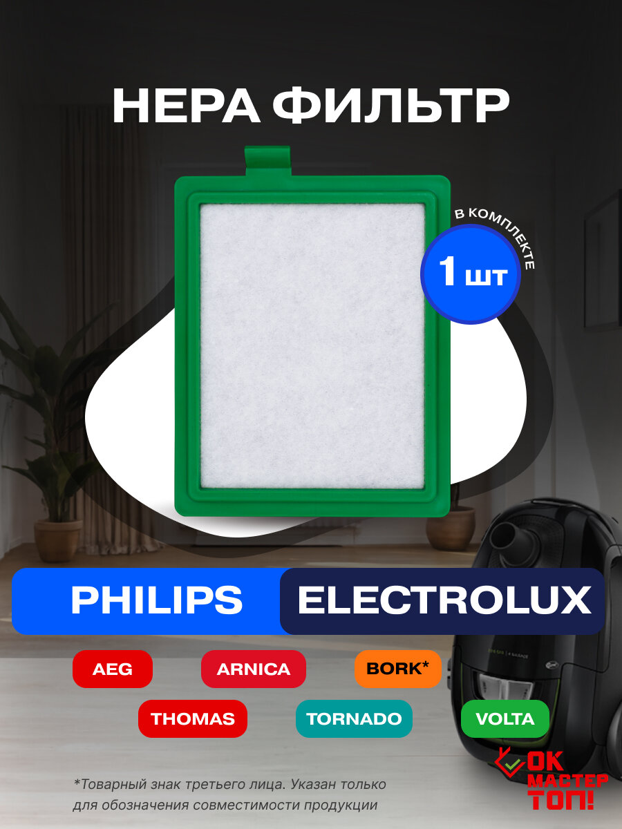HEPA фильтр для пылесоса Philips, Electrolux, Bork, Arnica, AEG, Tornado, Volta, Thomas