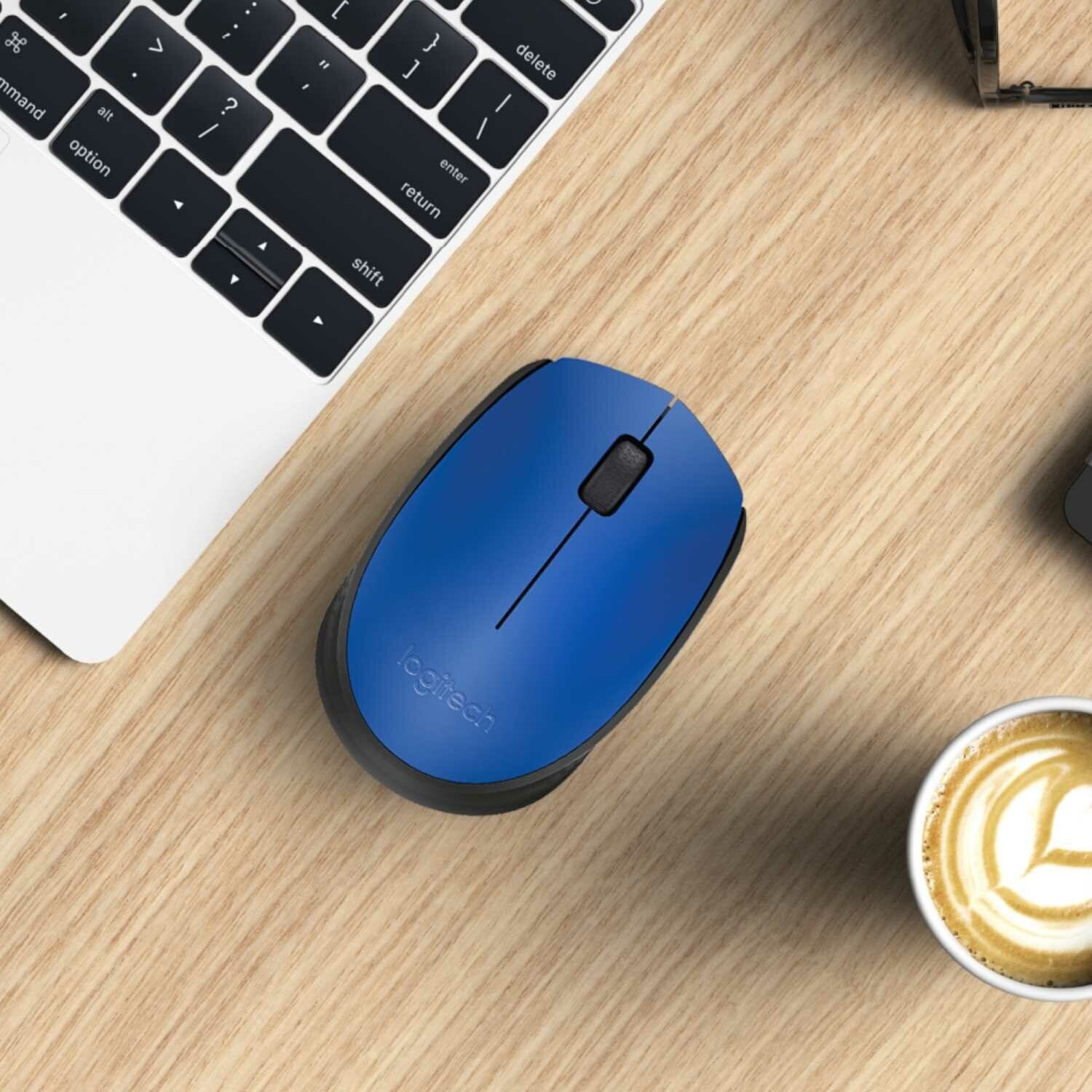 Мышь беспроводная Logitech M171, 1000 dpi, синяя/черная (910-004640)