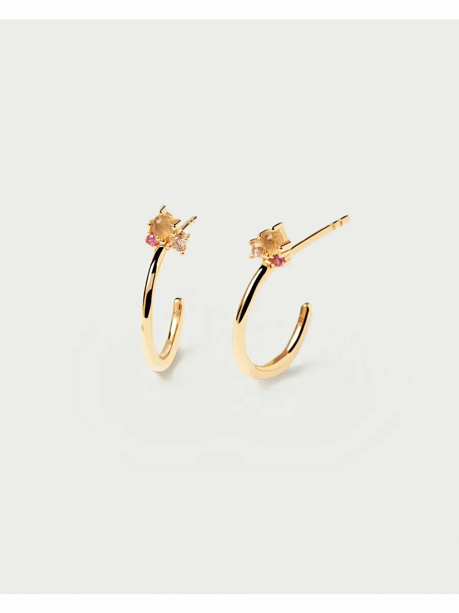 Серьги, серебро, 925 проба, золочение, лабрадорит, циркон