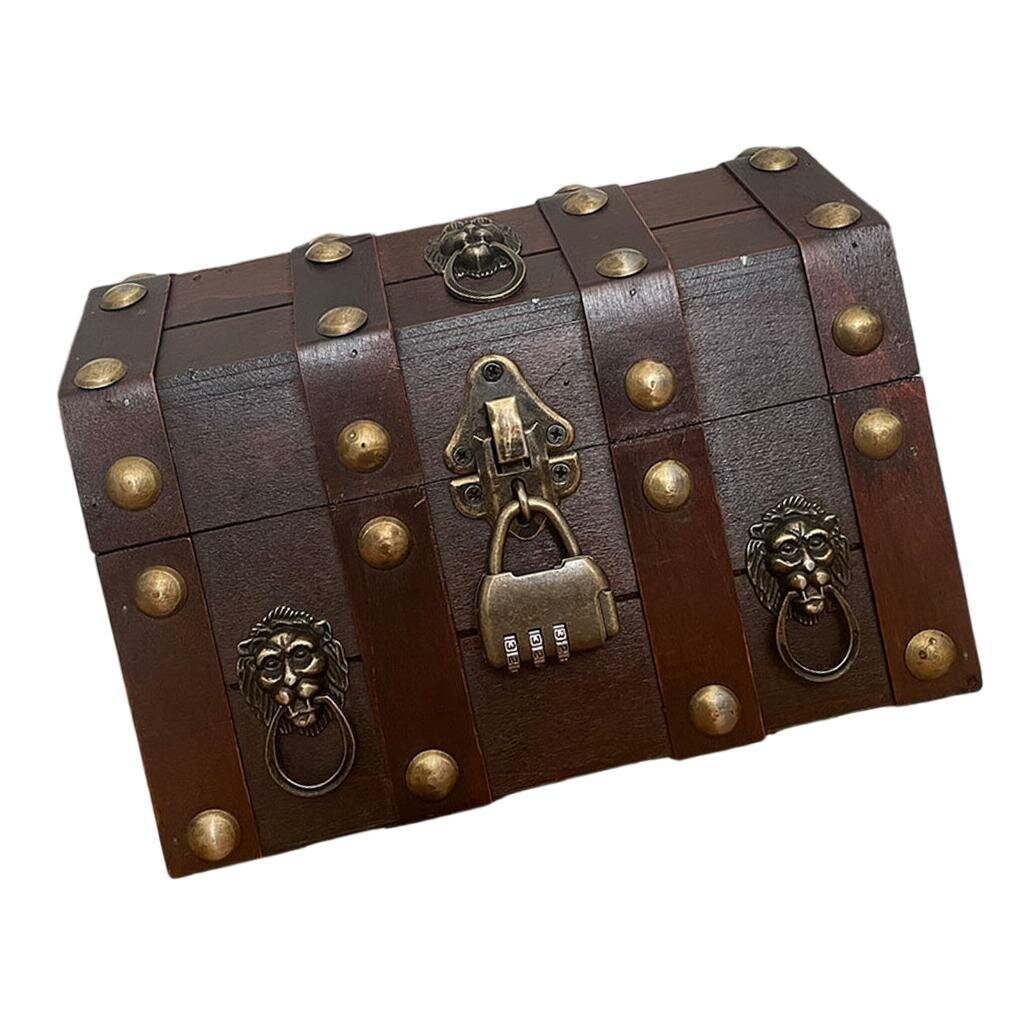 Декоративный деревянный сундук с замком, Стиль C