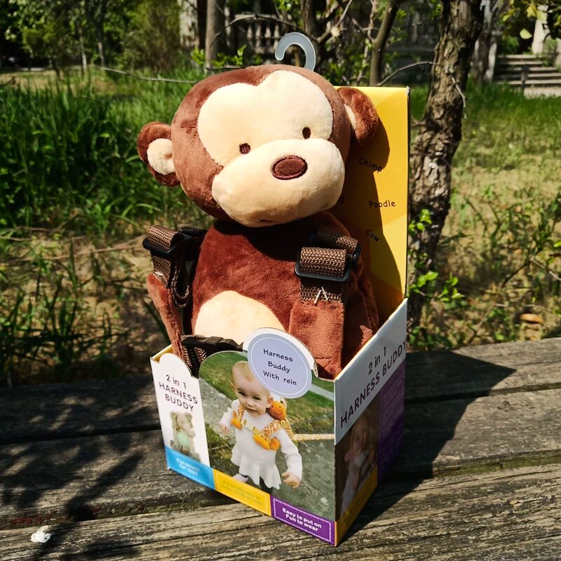 Мини-рюкзак в хаки для малышей 1-3 лет с ремнем от потери