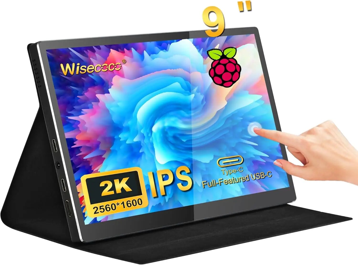 Портативный монитор 9-дюймовый сенсорный экран 2K 2560*1600 IPS 73% NTSC USB C HDMI Компьютер Ноутбук ЖК-монитор для MacBook Телефон Xbox PS5