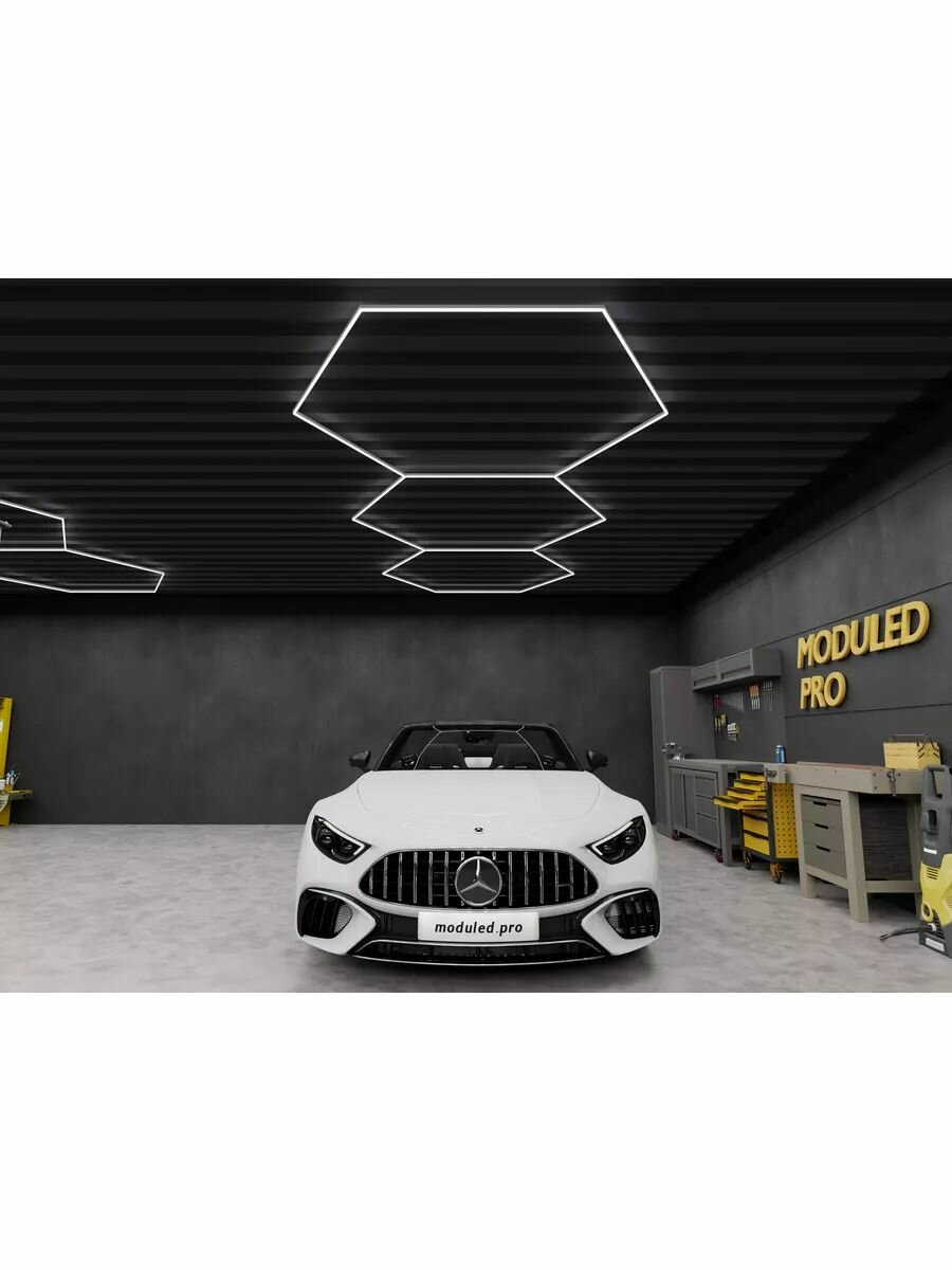 Светодиодное освещение для гаража/автосервиса LED Workshop, панель соты 6400К/288W размер 2412x6257mm