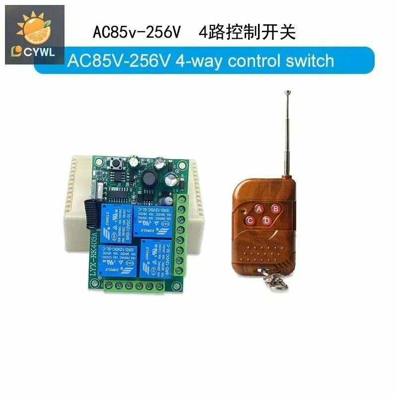 Универсальный беспроводной пульт дистанционного управления переменным током 220 В 85-256 В, 4-канальный релейный модуль приемника и 4-канальный радиочастотный контроллер передатчика 433 МГц