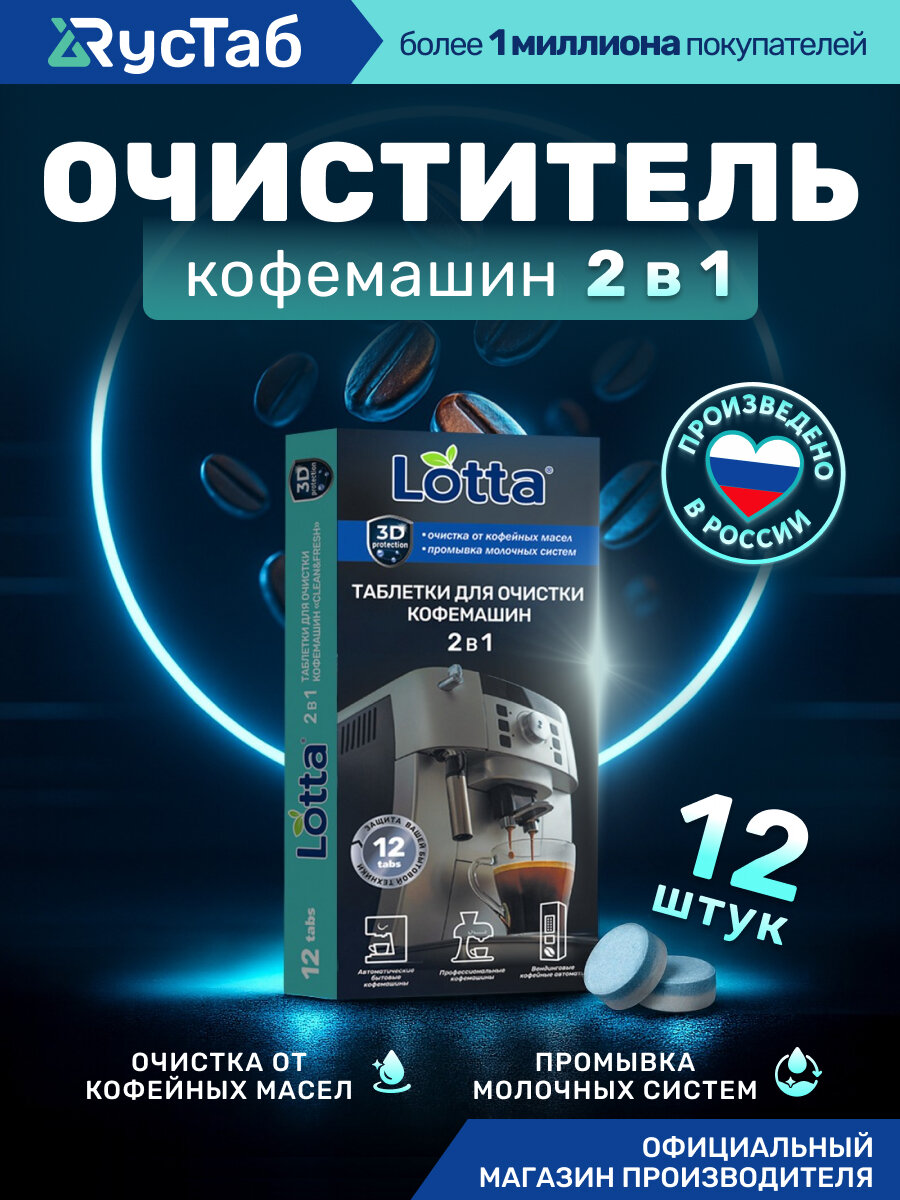 Таблетки для очистки кофемашин от кофейных масел "Clean&Fresh", 12 шт