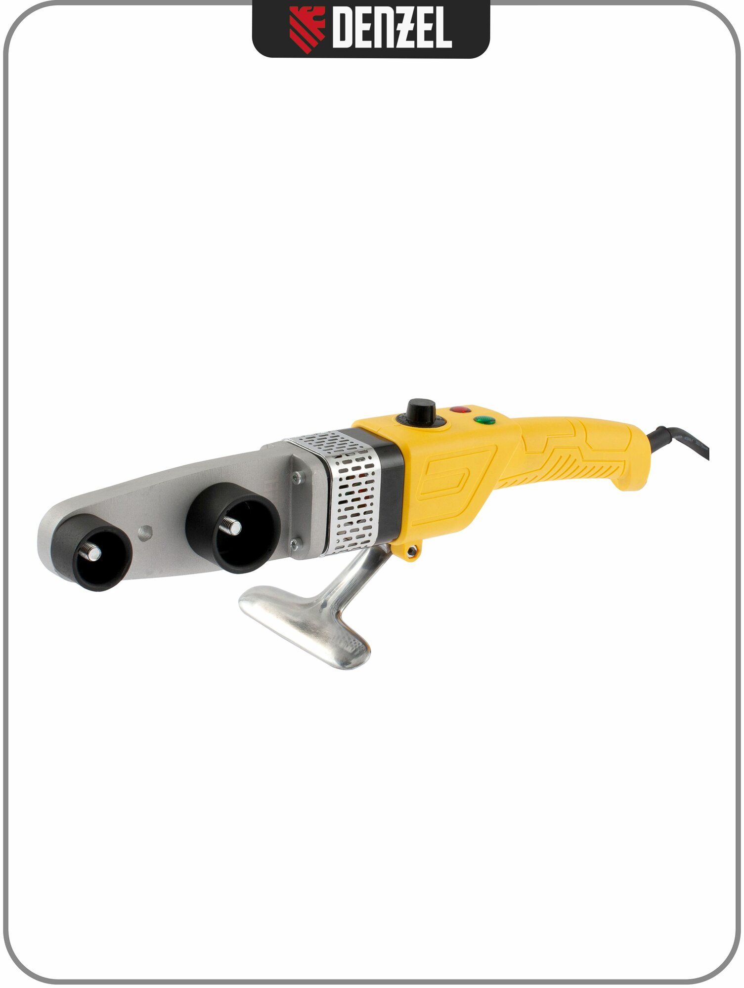 Аппарат для сварки полипропиленовых труб DENZEL, DWP-800, 800 Вт мощность и 50-300 градусов рабочая температура, насадки с антипригарным покрытием 20-32 мм и жаропрочная подставка, в кейсе,