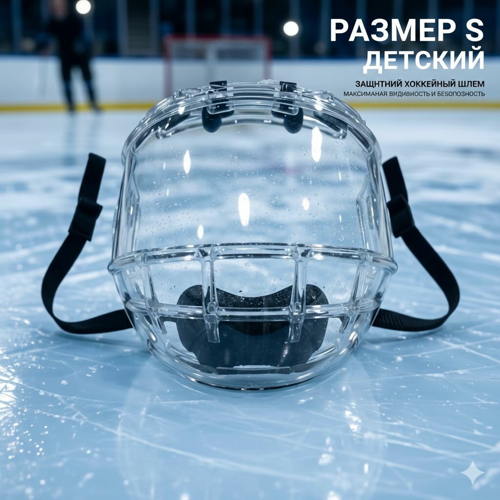 Визор для хоккейного шлема детский, Размер S, Защитная маска прозрачная для ребенка