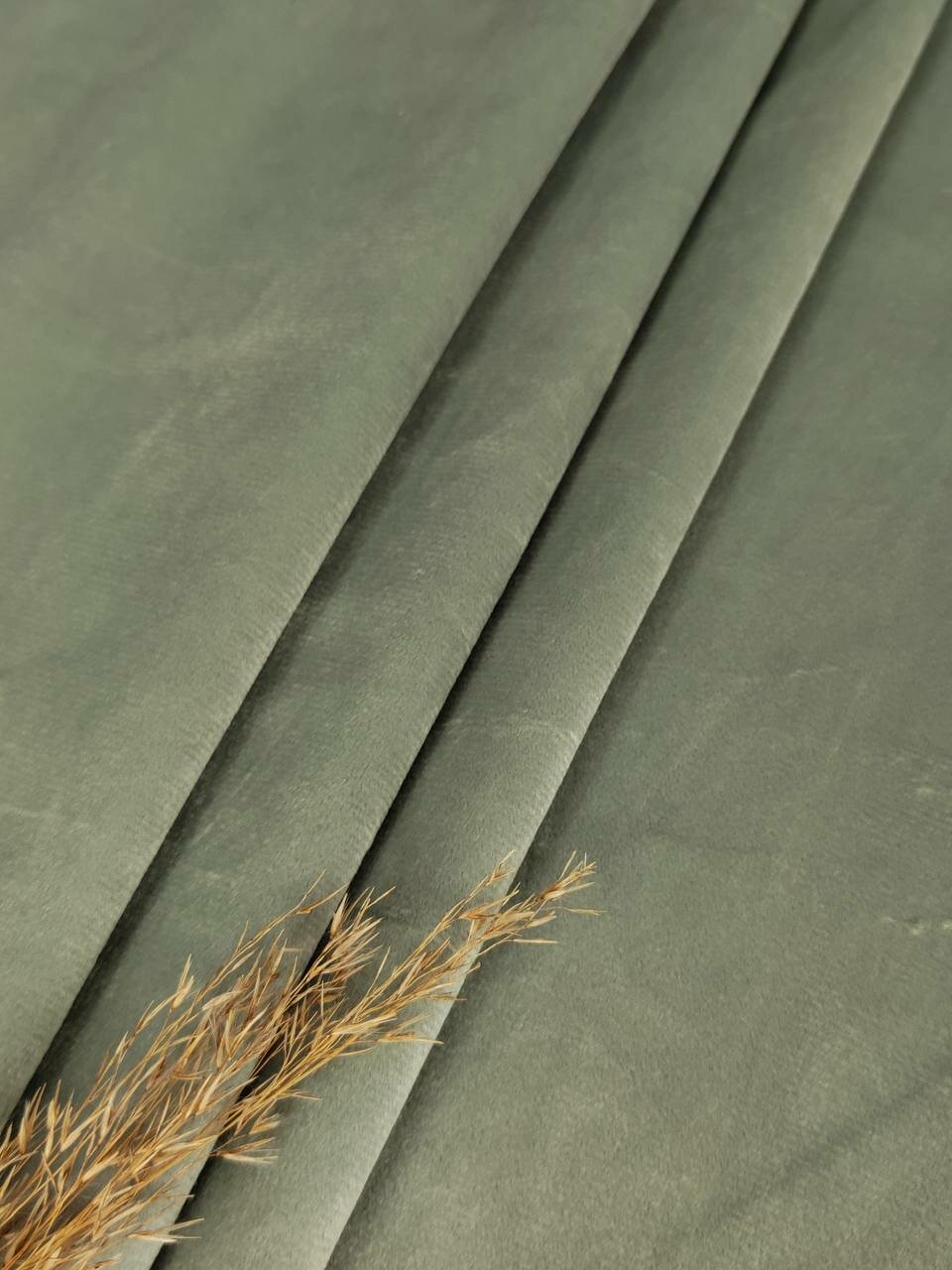 Ткань для пошива штор "Бархат велюр" на отрез от 1 м, цвет бледно серо-зеленый, производитель Турция