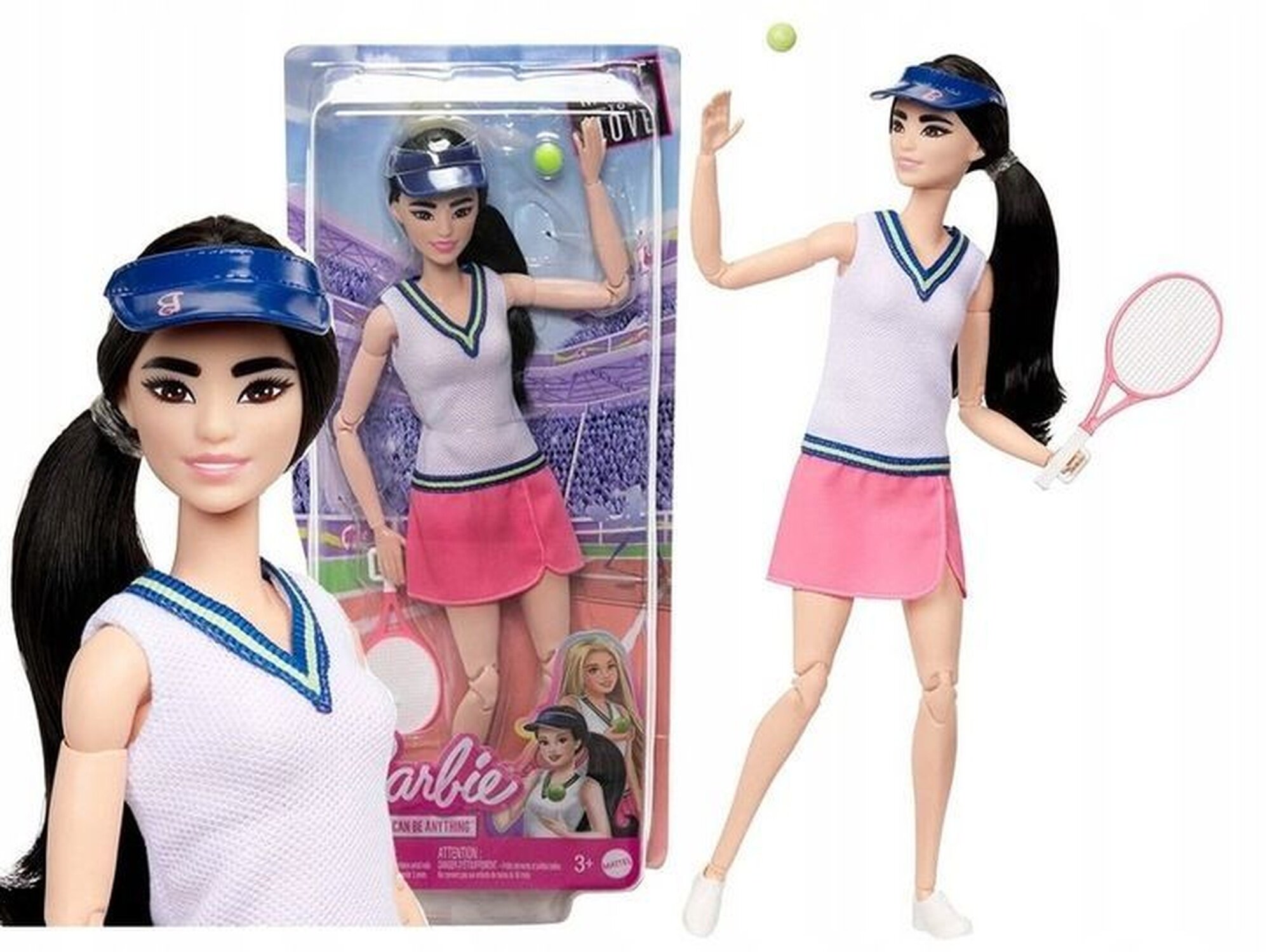 Кукла Mattel "Barbie Теннисистка", с ракеткой, в теннисной форме, 32 см, HKT73