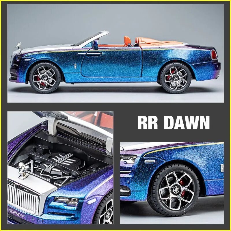 Rolls-Royce игрушечная модель 1/24, Темно синий, длина 21 см, с открывающимися дверями, для коллекционеров — фото 1