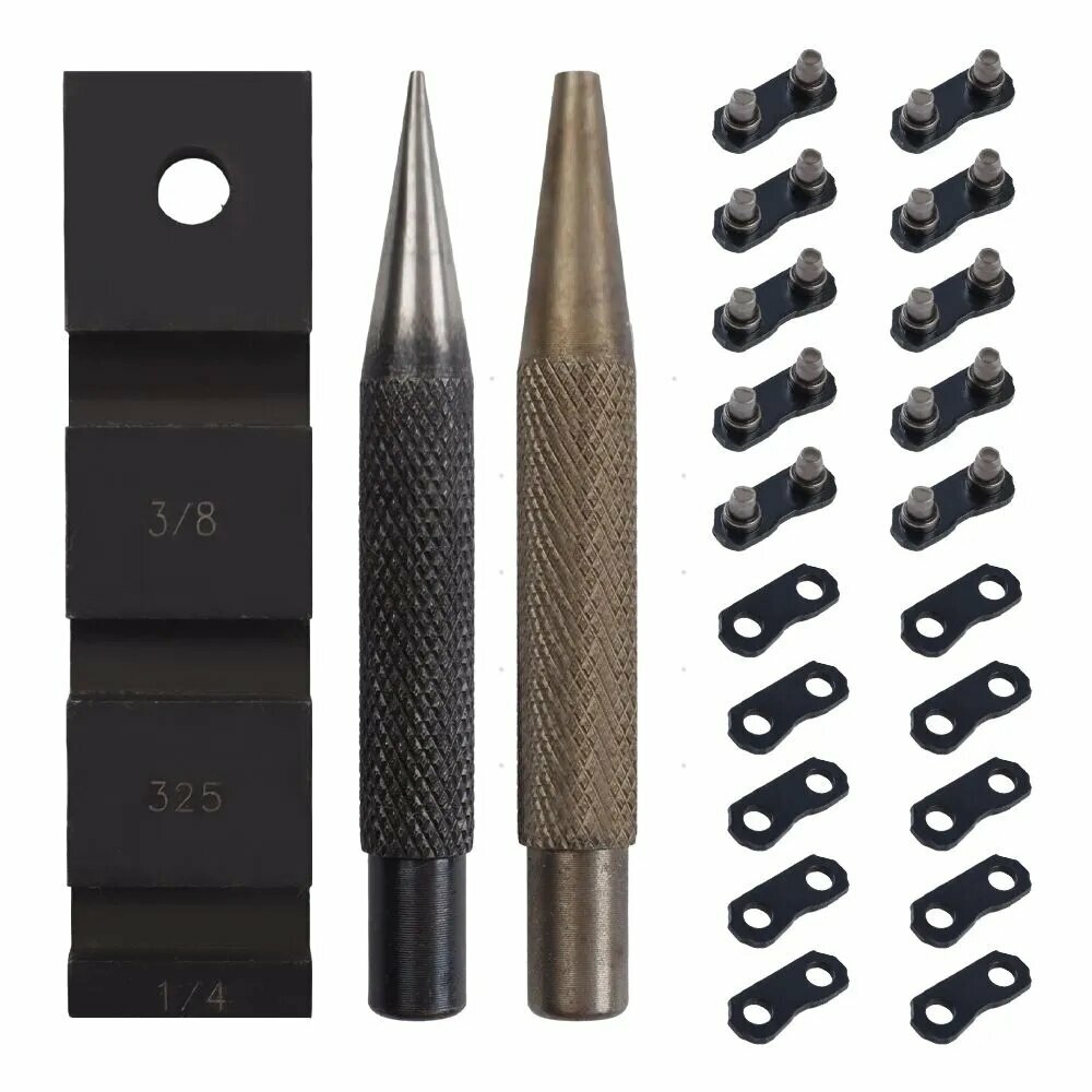 3 шт. Набор инструмента портативный для расклепки-заклепки цепей, с 10 наборами звеньев для ремонта цепных пил (0,325 дюйма)