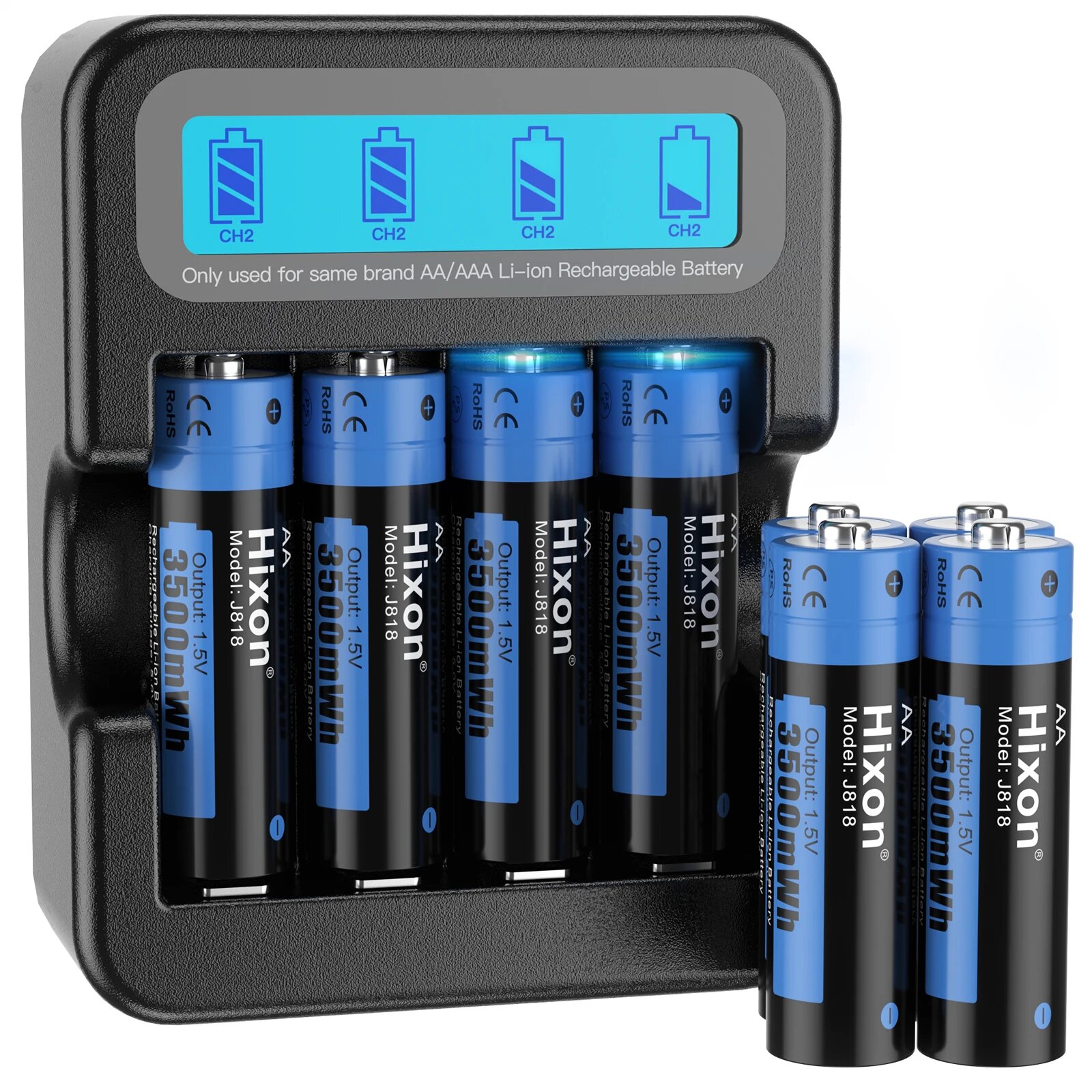 Литий-ионные перезаряжаемые батарейки AA 3500 мВтч 8pc battery SET